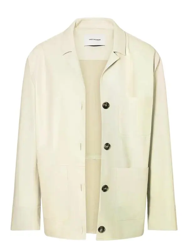 YVES SALOMON Button Leather Jacket - Neutrals