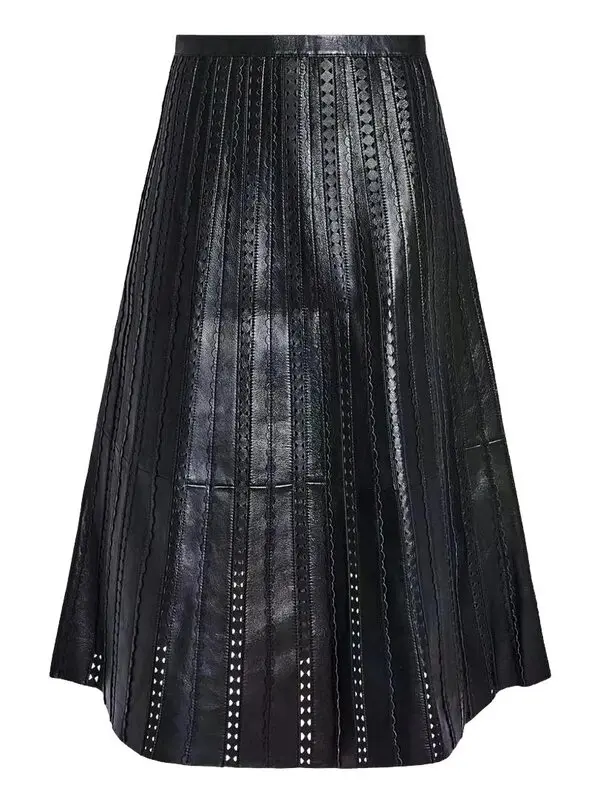 YVES SALOMON Perforated Midi Skirt - Black