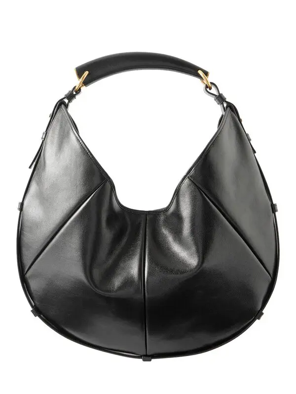 Saint Laurent Mombasa Paneled Leather Shoulder Bag - Black