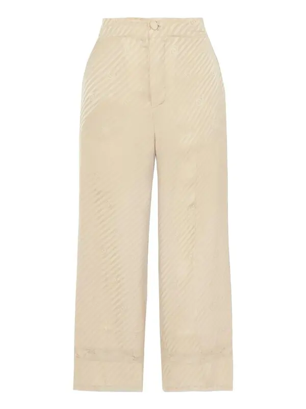 Gucci Lace-trimmed Striped Silk-jacquard Pants - Neutrals