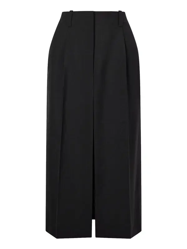Givenchy Pleated Wool And Mohair-blend Midi Skirt - Black