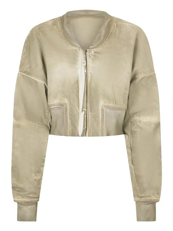 Rick Owens Cropped Distressed Denim Jacket - Neutrals