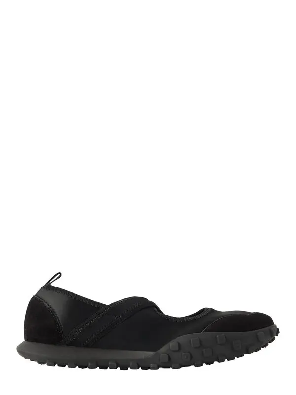 JIL SANDER Suede-trimmed Satin Sneakers - Black