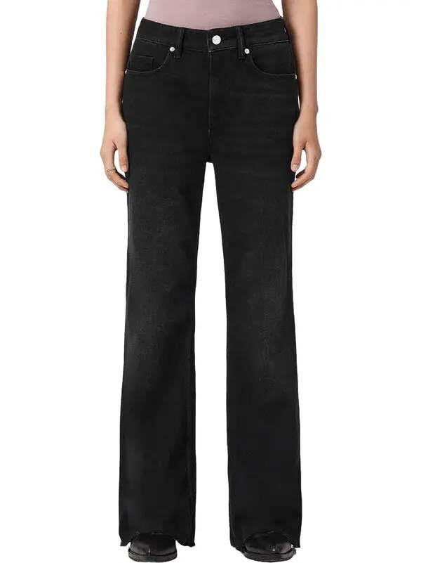 ALLSAINTS Ember Relaxed Flare Raw Hem Jeans - Washed Black