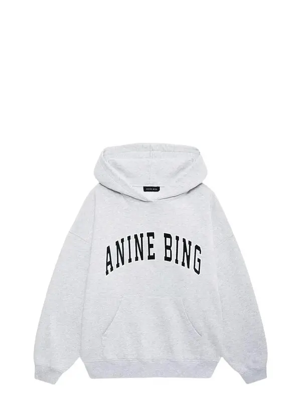 ANINE BING Hooded Sweatshirt With Logo Detail - Grey