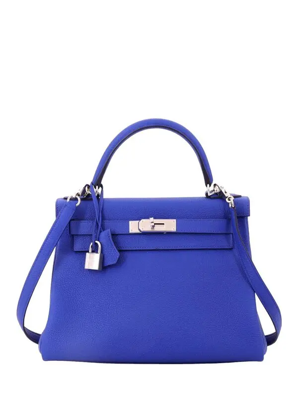 Hermès Kelly Handbag Togo With Palladium Hardware 28 - Blue