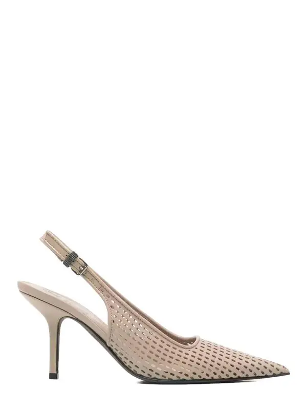 Brunello Cucinelli Pointed Perforated Slingbacks - Neutrals