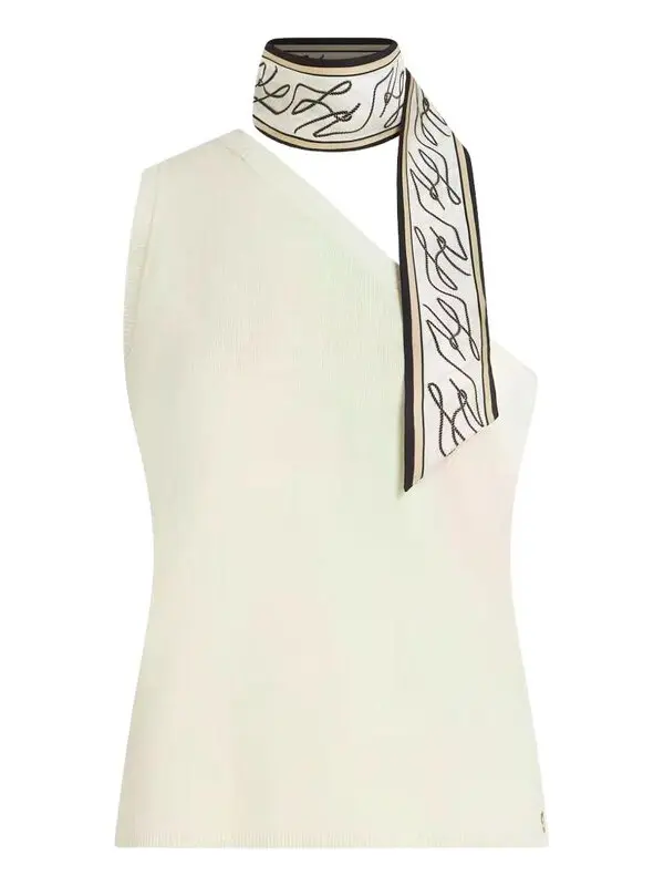Karl Lagerfeld Scarf-detail One-shoulder Top - Neutrals