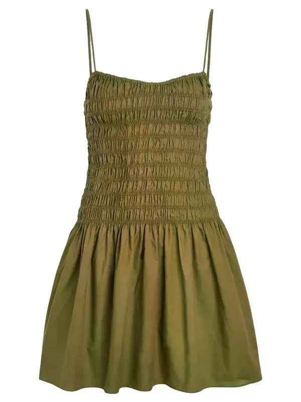 Faithfull The Brand Araceli Shirred Strap Dress - Green
