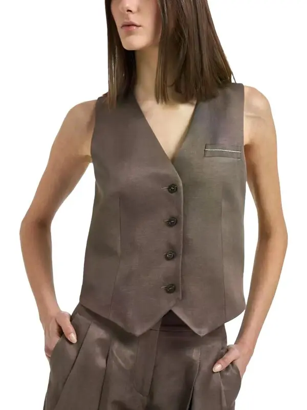 Peserico Embellished-detail Waistcoat - Brown