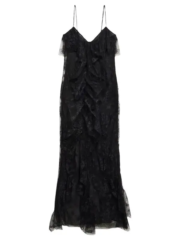 Blumarine Lace-patterned Ruffled Dress - Black