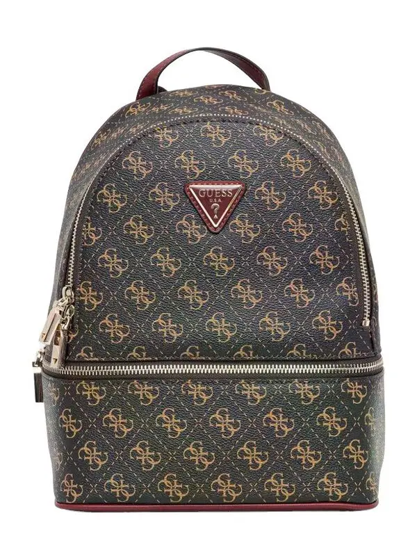 Guess Monogram Zip Backpack - Brown