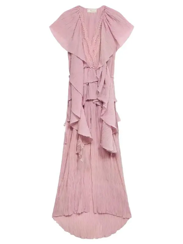 Blumarine Pleated Ruffled Dress - Pink