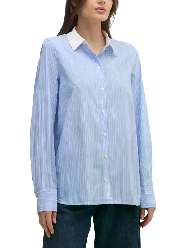 MOS MOSH Striped Button-down Shirt - Blue