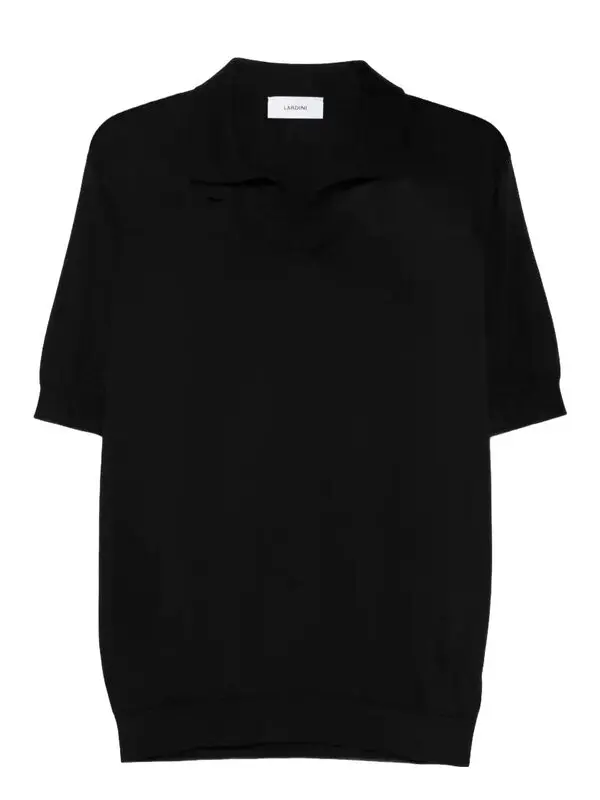 LARDINI Knit Polo Shirt - Black