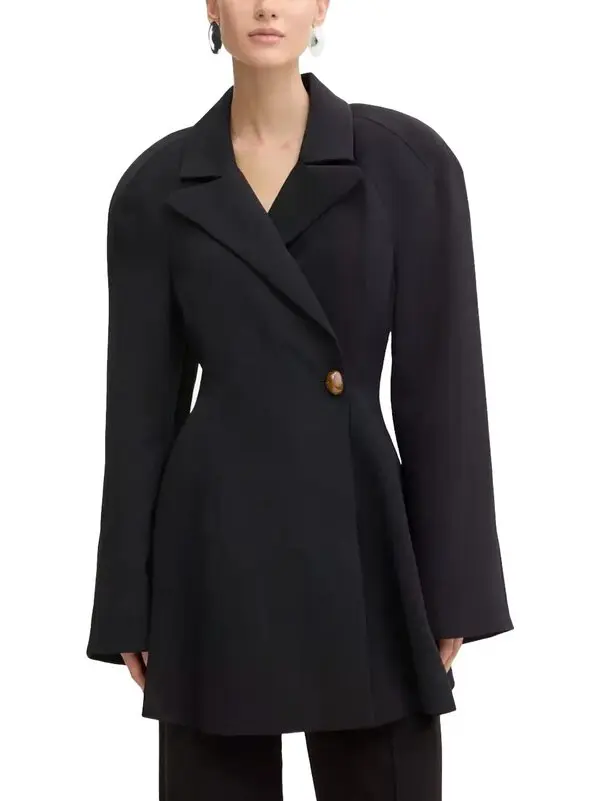 Stine Goya Oversized-shoulder Button Coat - Black