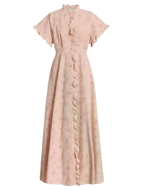 Alberta Ferretti Ruffled Openwork Dress - Pink