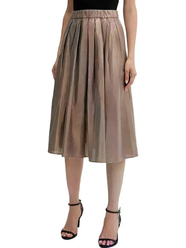 OUI Pleated Midi Skirt - Brown