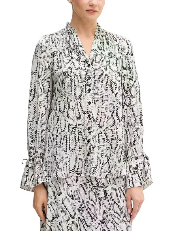 MARC AUREL Ruffled Snake-print Shirt - White