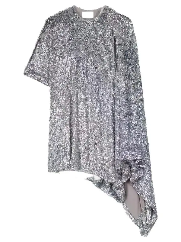 Coperni Zero Draped Asymmetric Dress - Silver