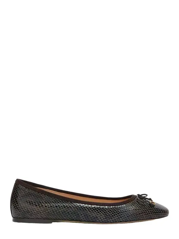 ODISSI Python-print Leather Ballet Flats - Brown