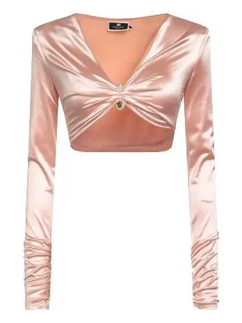 Elisabetta Franchi Crop Top With Appliqués - Pink