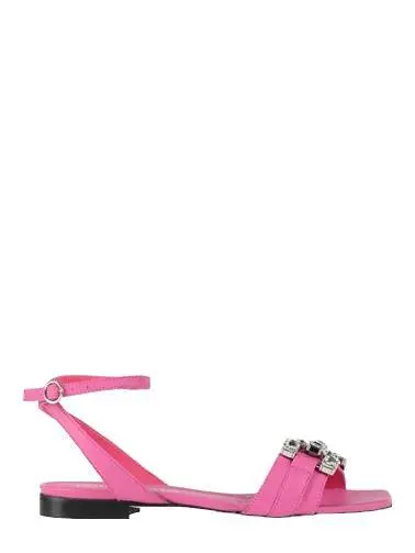 BERVICATO Leather Sandals With Appliqués - Fuchsia