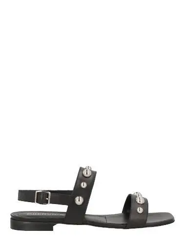 BERVICATO Leather Ankle Strap Sandals - Black