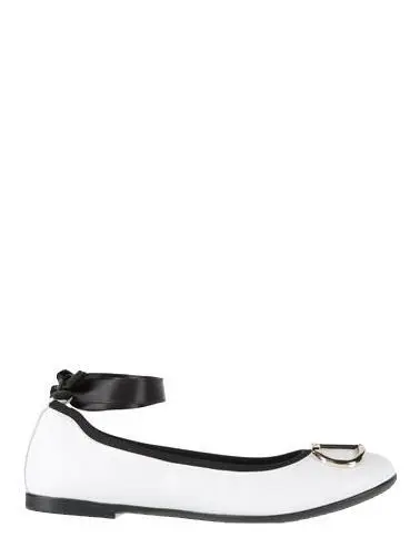 TWINSET Leather Ballet Flats With Lace-up Closure - White