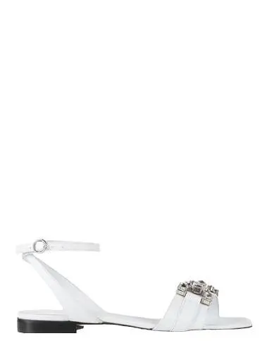 BERVICATO Leather Sandals With Appliqués - White