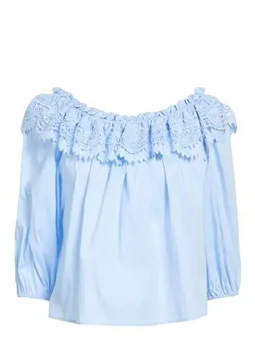 LIU •JO Poplin Top With Lace - Blue