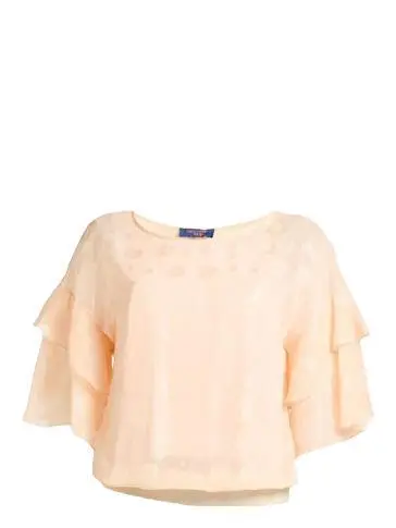 TRUSSARDI Crepe Metallic Tiered Top - Pink