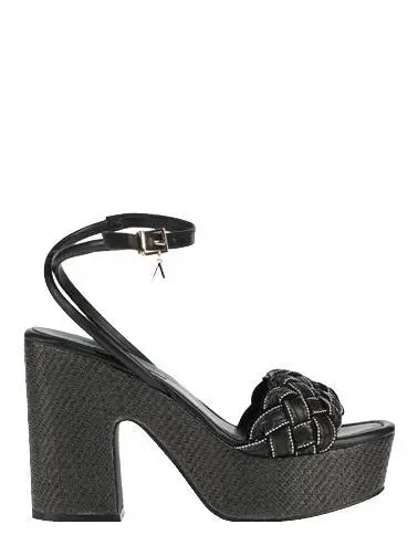 TWINSET Appliqued Block Heel Sandals - Black