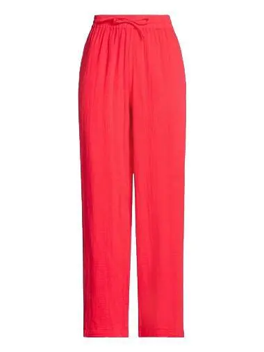 PIECES Wide-leg Cotton Pants - Red