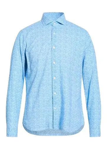 GIAMPAOLO Shirt Azure Size Cotton, Linen - Blue