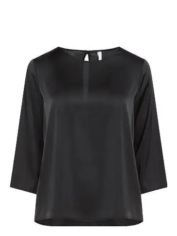 Imperial Satin Top With Cutout Detail - Black