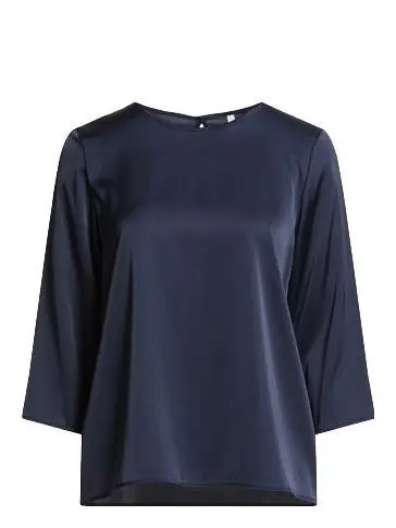 Imperial Satin Top With Cutout Detail - Navy