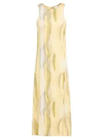 VILA Midi Tie-dyed Flared Dress - Yellow