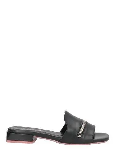 LORENZO MARI Leather Slide Sandals - Black