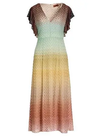 Missoni Midi Flared Crochet-knit Dress - Green