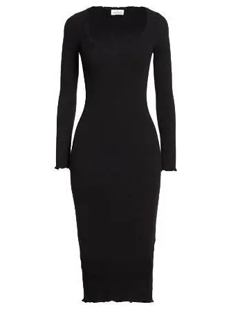 REBEL QUEEN BY LIU •JO Midi Ribbed-knit Bodycon Dress - Black