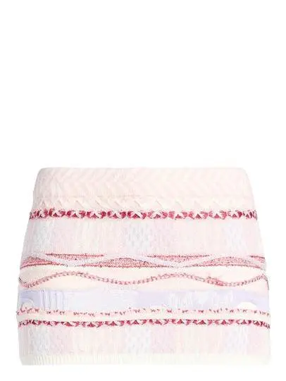 LANEUS Mini Jacquard-knit Flared Skirt - Pink