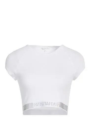 Patrizia Pepe Ribbed Jersey Crop Tee - White