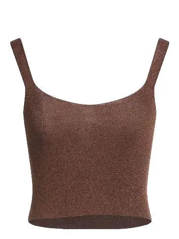 LIU •JO Knitted Metallic Crop Top - Brown