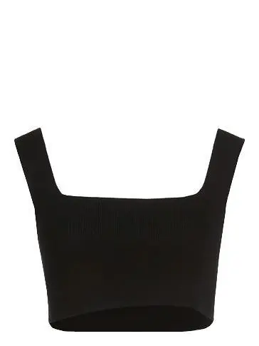 LIU •JO Viscose-blend Knit Crop Top - Black