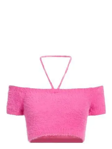 REBEL QUEEN BY LIU •JO Knitted Halterneck Top - Pink