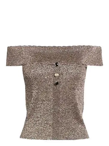 Liu Jo Metallic Knit Off-the-shoulder Top - Military Green