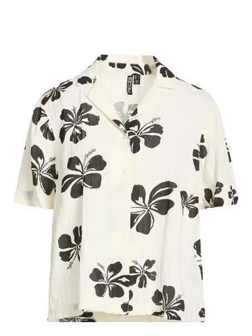 PIECES Organic Cotton Floral Print Shirt - White