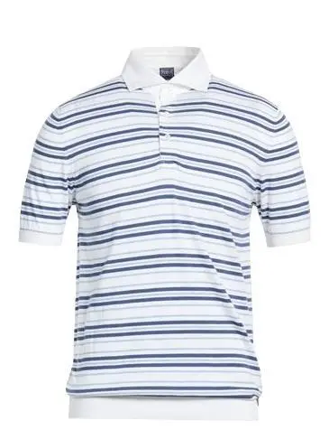 Fedeli Striped Cotton Polo Shirt - Blue
