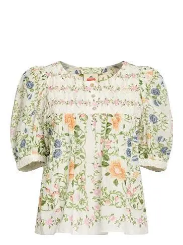 Farm Rio Floral-print Woven Top - Off White